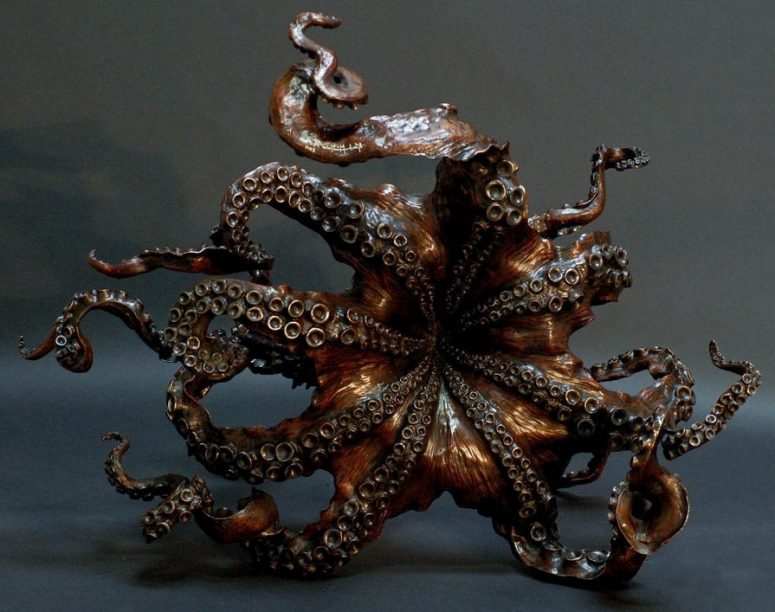 Octopus Coffee Table with Detailed Sculpture