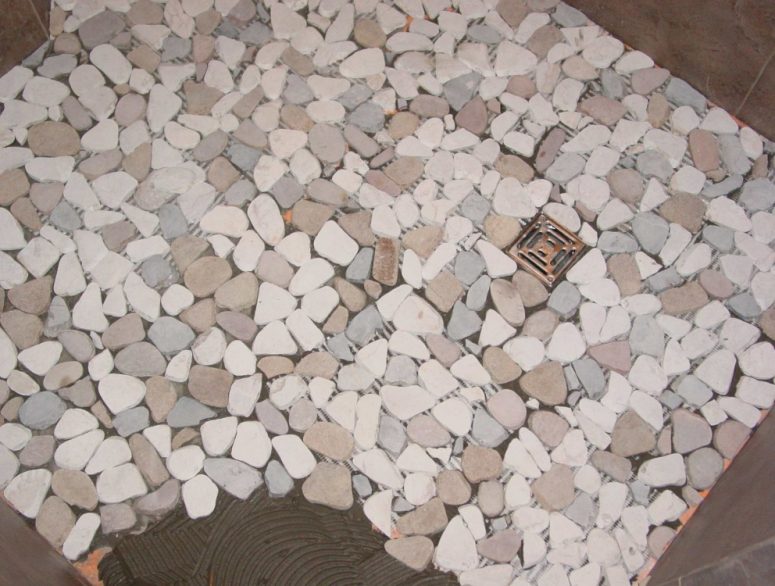 Riverstone Shower Floor in Mid Century Style